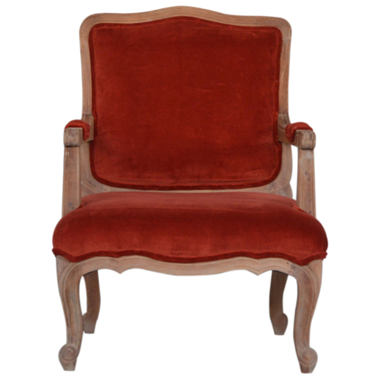 Rarer Velvet French Style Accent Chair In Rust And Sunbleach ...