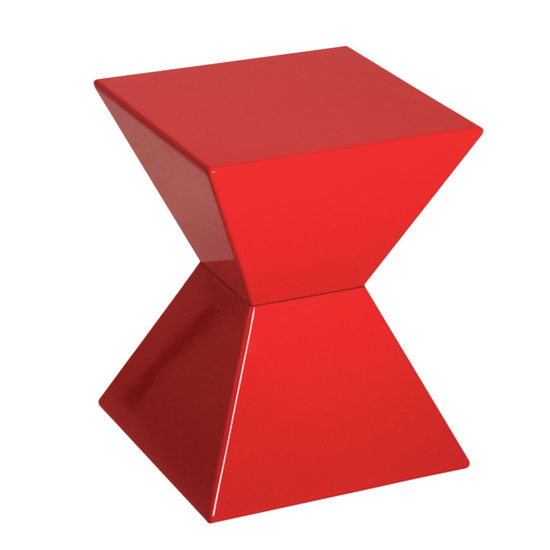 Edge Funky End Table In Red High Gloss Lacquered 9596