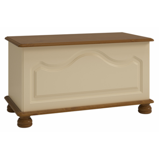 Richmond Wooden Storage Trunk In Cream And Pine | FiF