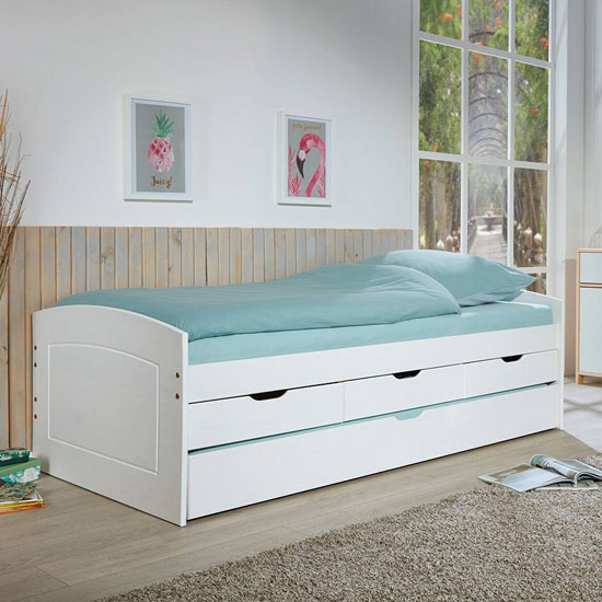 Rieka 1 Wooden Function bed Single Bed In White