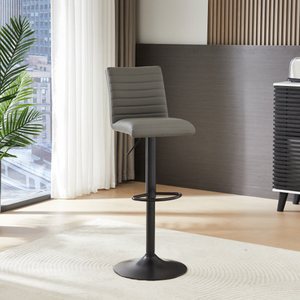 Ripple Faux Leather Bar Stool In Grey With Black Base | Furniture in ...