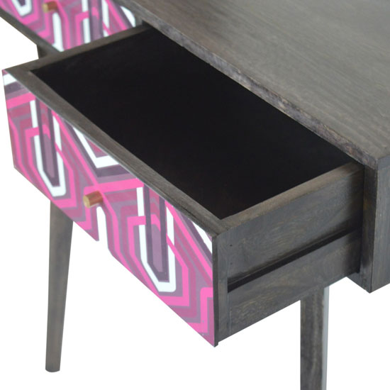 Riva Wooden Console Table In Ash Black And Pink Helsinki Print ...