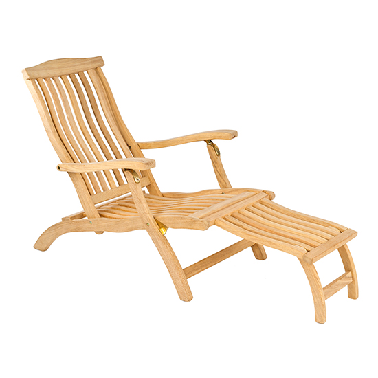 Robalt Wooden Relaxing Chair With Side Table In Natural
