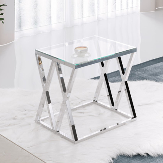 Roma Clear Glass Side Table With Gold Stainless Steel Legs | FiF