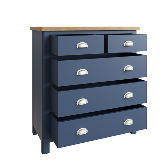 Rosemont Wooden Chest Of 5 Drawers In Dark Blue | Furniture in Fashion