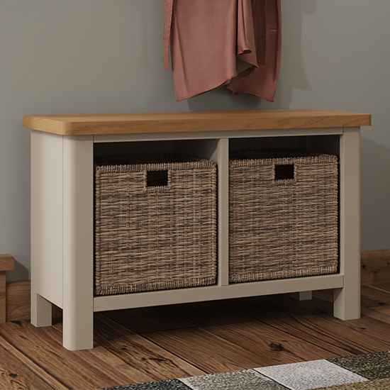 Rosemont Wooden Hallway Seating Bench In Dove Grey | Furniture in Fashion