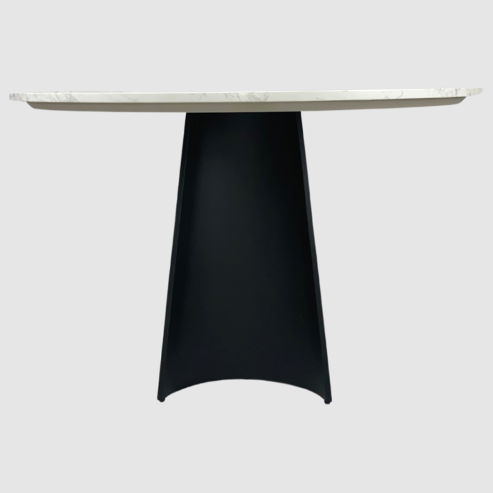 Rosemont Marble Round Dining Table With Black Legs In White