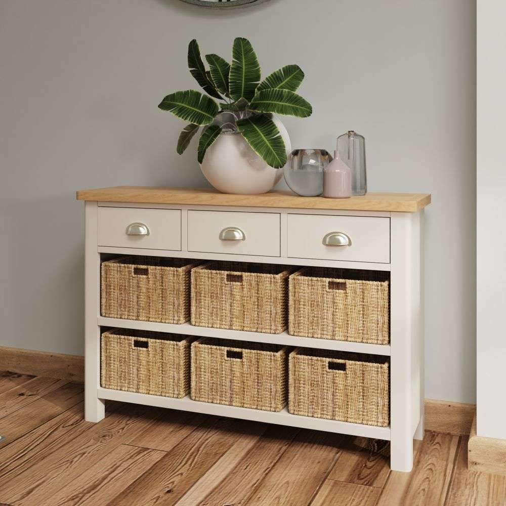 Rosemont Wooden Storage Cabinet With 6 Basket In Dove Grey | Furniture ...
