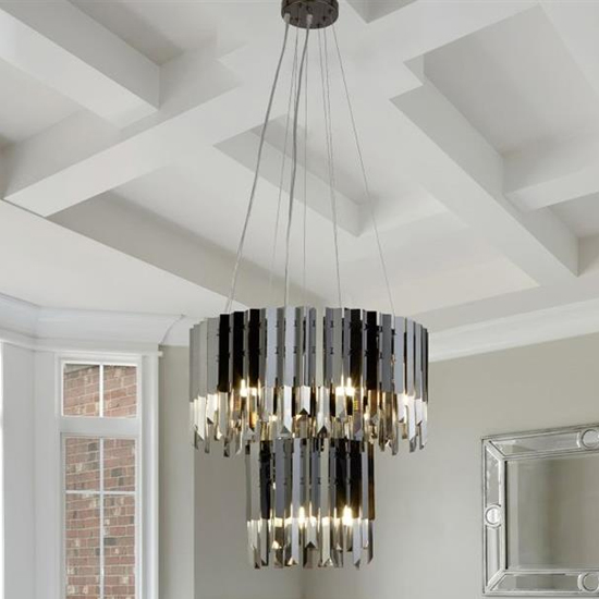 Rotunda 9 Lights Smoked Crystal Pendant Light In Chrome | Furniture in ...