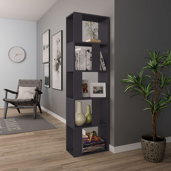 Sabia Wooden Bookcase And Room Divider In Grey | Furniture in Fashion