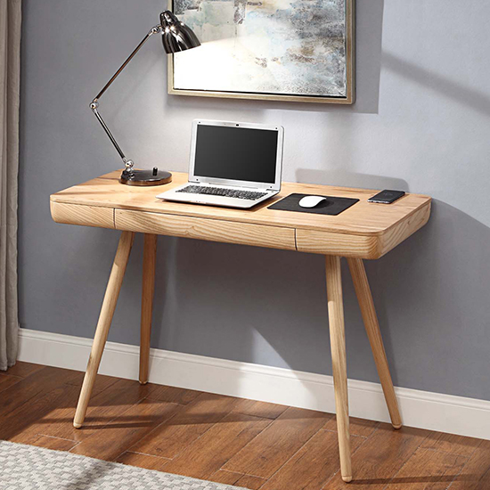 Sacramento Wooden Laptop Desk In Oak With 1 Drawer | Furniture in Fashion