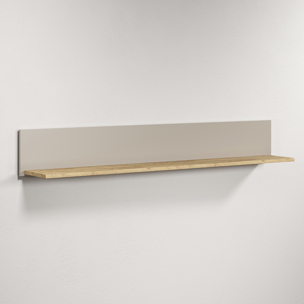 Salem Wooden Horizontal Wall Shelf In Cashmere And Oak