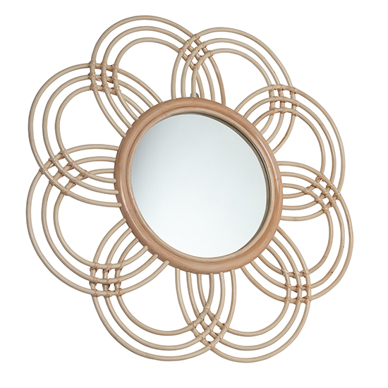 Santol Sunflower Wall Mirror In Natural Rattan Frame