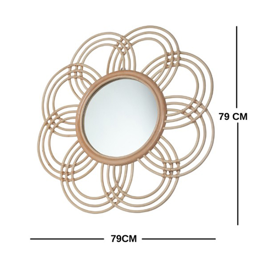Santol Sunflower Wall Mirror In Natural Rattan Frame