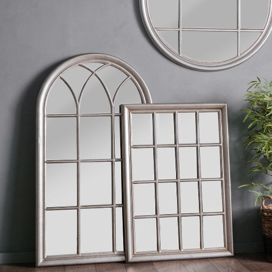 Sarnia Window Design Wall Mirror In Silver Frame | Furniture in Fashion