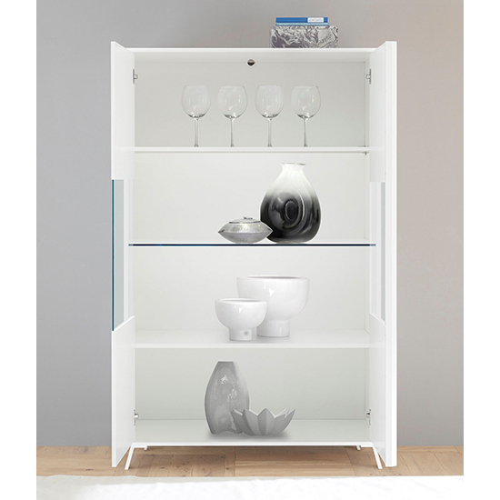 Saul High Gloss Display Cabinet With 2 Doors In White And LED ...