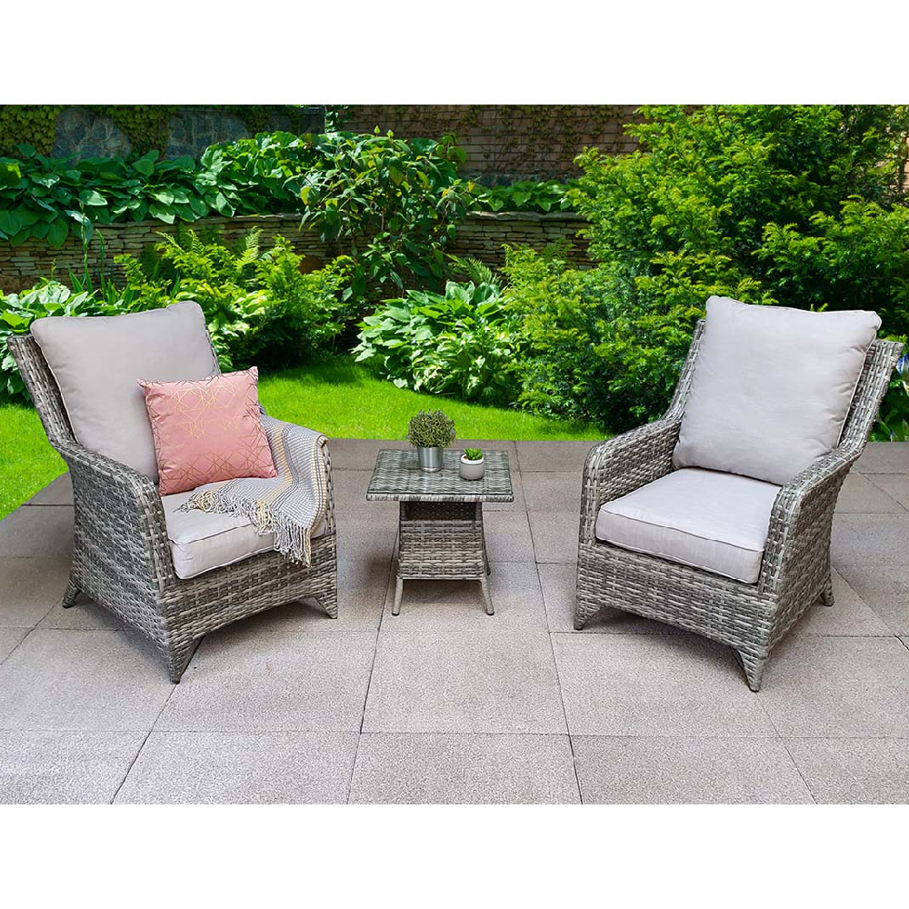 Savvy Rattan Garden Lounge Set With Cushion In Grey