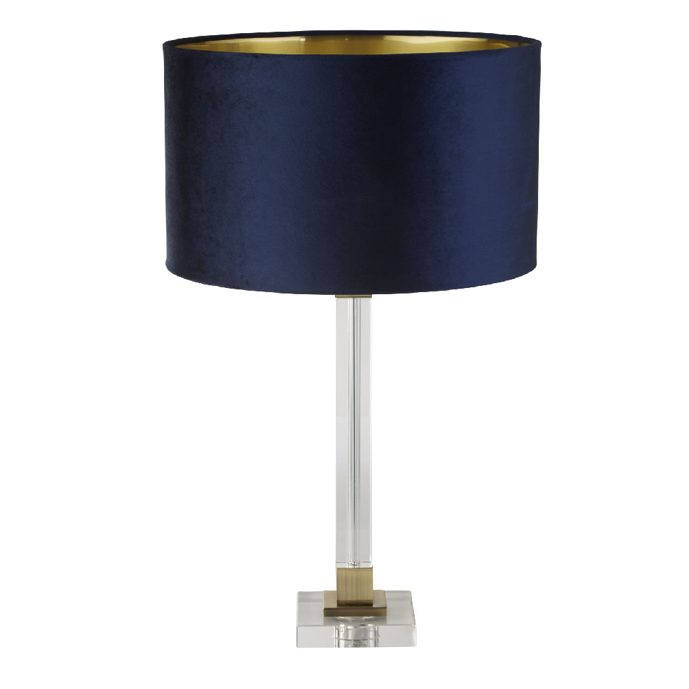 Scarborough Navy Velvet Shade Table Lamp In Crystal Base