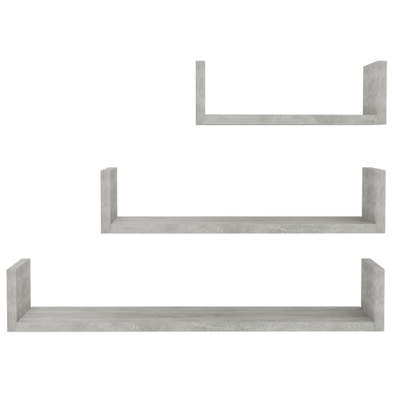 Scotia Set Of 3 Wooden Wall Display Shelf In Concrete Effect