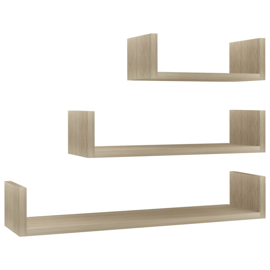 Scotia Set Of 3 Wooden Wall Display Shelf In Sonoma Oak | Furniture in ...
