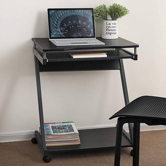 Scranton Wooden Z-Shaped Computer Desk In Black | FiF