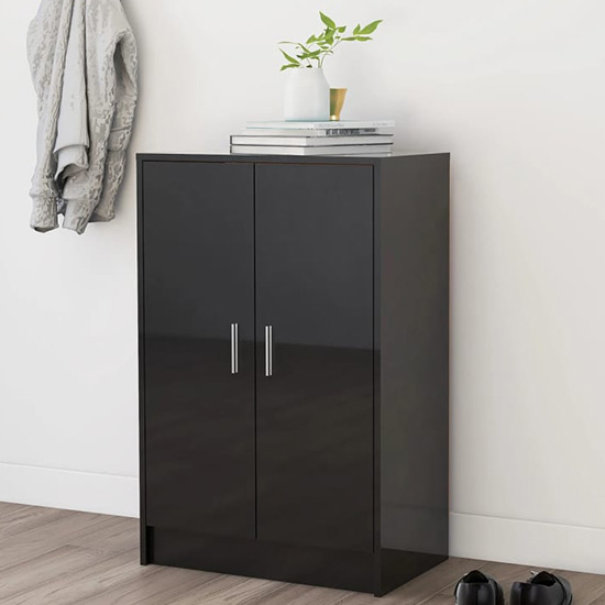 Seiji Wooden Shoe Storage Cabinet With 2 Doors In Black | Furniture in ...