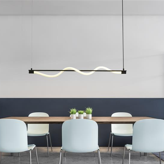 Serpent LED Opal Snaked Semi Flush Ceiling Light In Matt Black