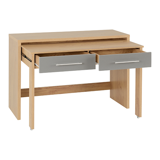 Samaira Slider Desk In Grey Gloss With 2 Drawers