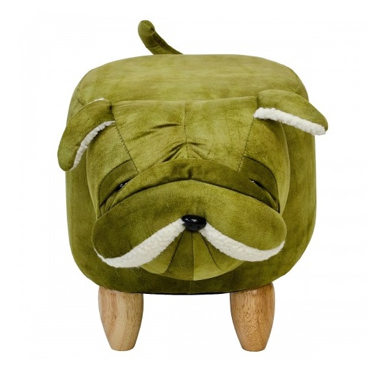 Shar Pei Dog Shaped Pouffe In Green Finish | FiF