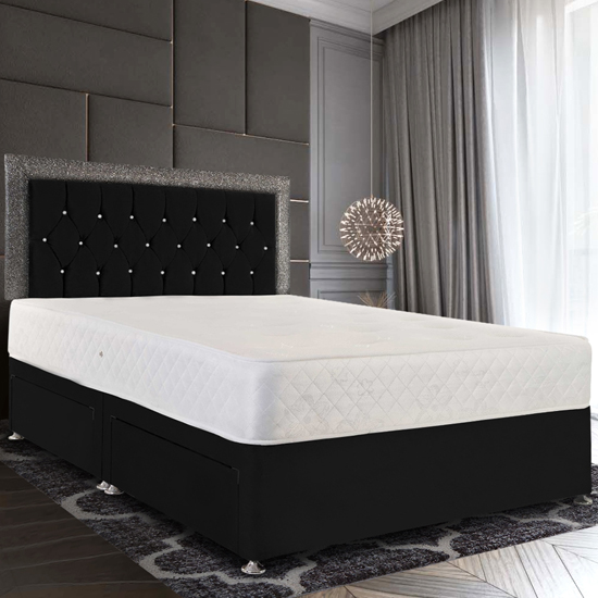 Silvis Plush Velvet Divan King Size Bed In Black | FiF