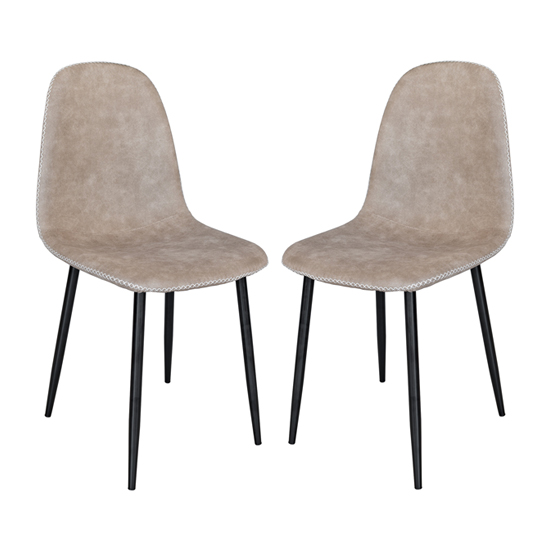 Sioux Fawn Buckskin Faux Fabric Dining Chairs In Pair