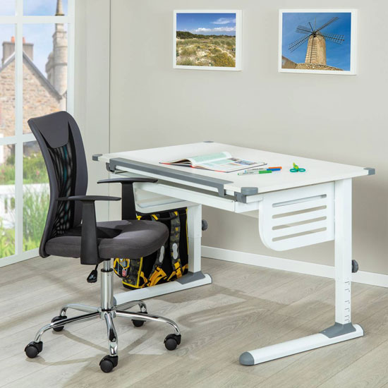Skalare Adjustable Childrens Writing Desk In White | FiF