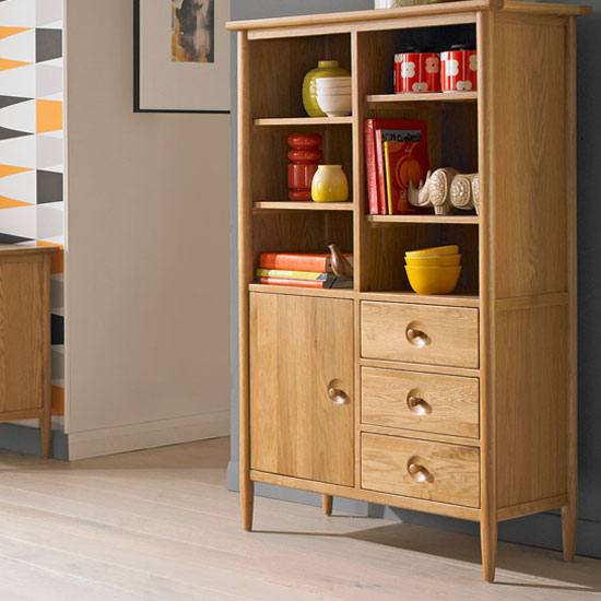 Skier Wooden Display Cabinet In Light Solid Oak | Furniture in Fashion