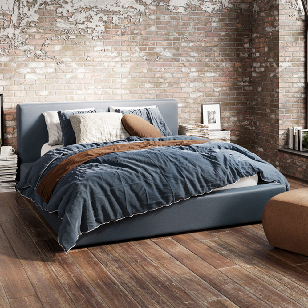 Snohomish Fabric King Size Bed In Ink Blue | Furniture in Fashion
