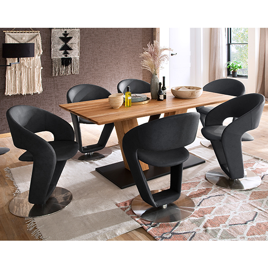 Sofia Large V-Leg Wooden Swiss Edge Dining Table In Solid Oak ...