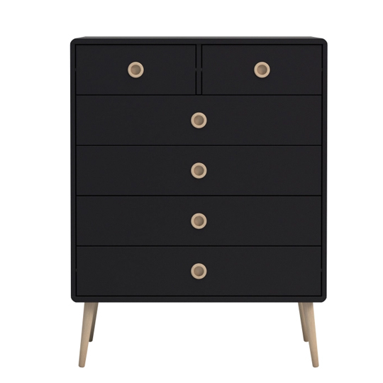 Softline Wooden Chest Of Drawers In Black With 6 Drawers | Sale