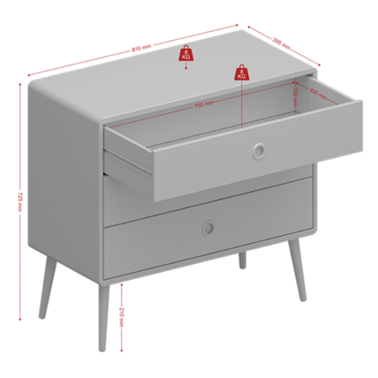 Softline Wooden Chest Of 3 Drawers In Elephant Grey | FiF