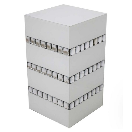 Solano White Glass Display Stand With Decorative Crystals | Furniture ...