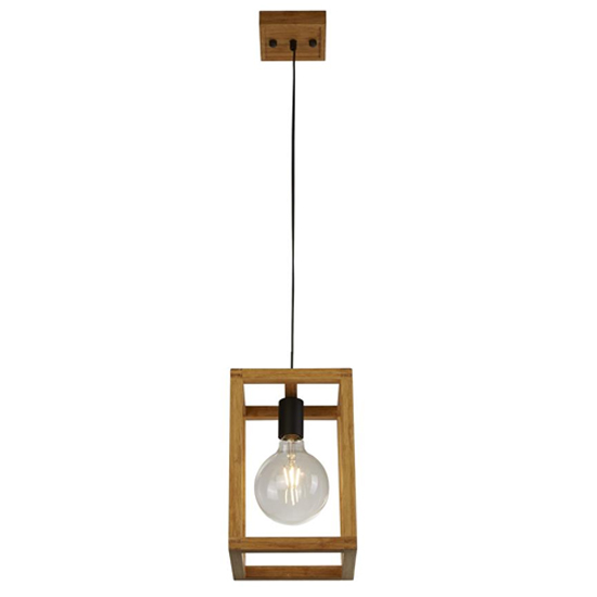 Square 1 Light Ceiling Pendant Light With Wooden Frame