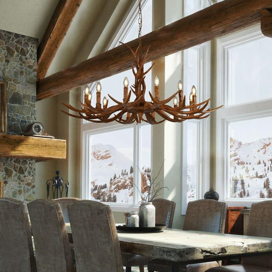 Stag 12 Lights Ceiling Pendant Light In Natural