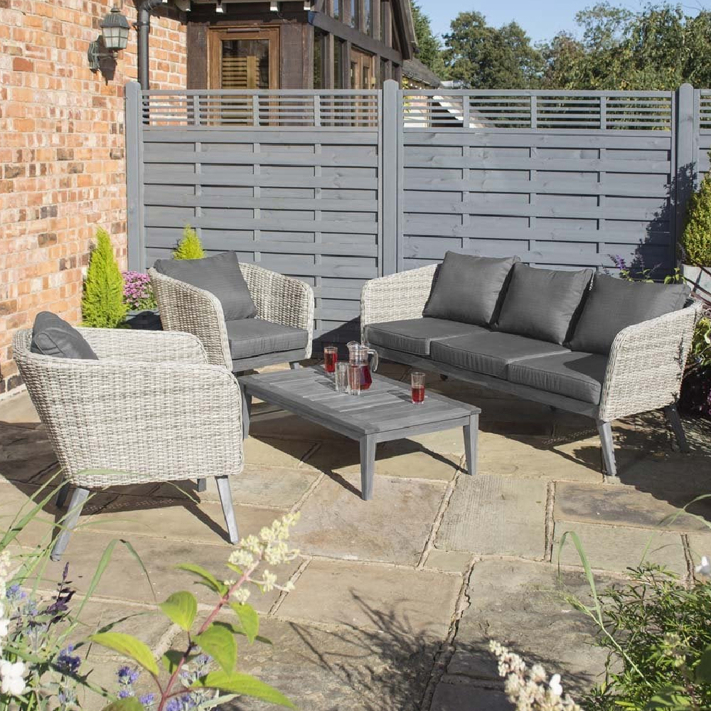 Strangford Rattan Garden Sofa Set With Coffee Table In Natural