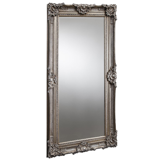 Stratton Rectangular Leaner Mirror In Silver Frame | Furniture in Fashion