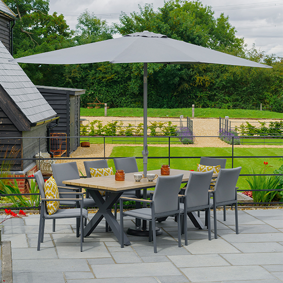 Sutton Outdoor Modular Dining Set With Adjustable Table In Grey ...