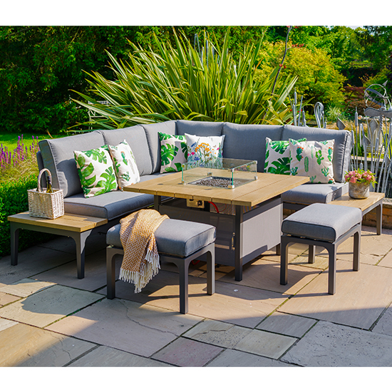 Sutton Outdoor Modular Lounge Set With Low Coffee Table In Grey ...