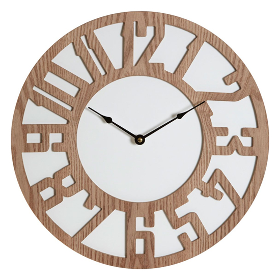 Symbia Round Wall Clock In Natural Wooden Frame