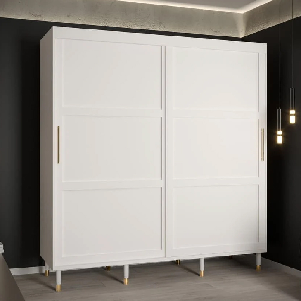Tarboro Wooden Wardrobe 200cm With 2 Sliding Doors In White | Furniture ...