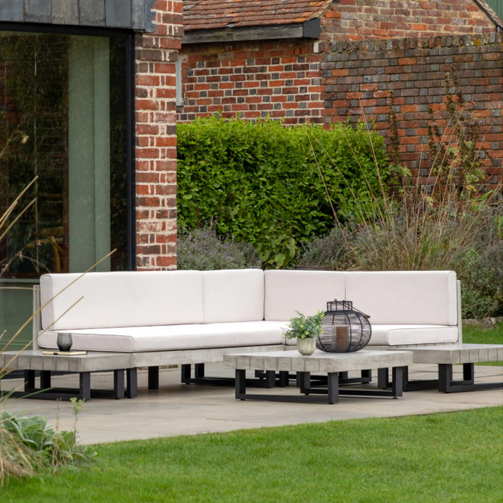 Tarkio Outdoor Wooden Corner Lounge Set With Cushion In Grey ...