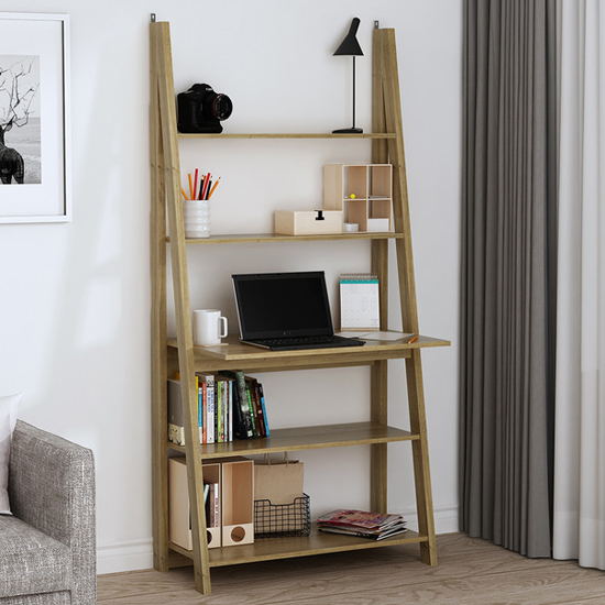Travis Wooden Ladder Laptop Desk With 3 Shelves In Oak | Furniture in ...