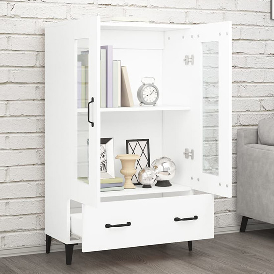 Taszi Wooden Highboard With 2 Doors 1 Drawers In White