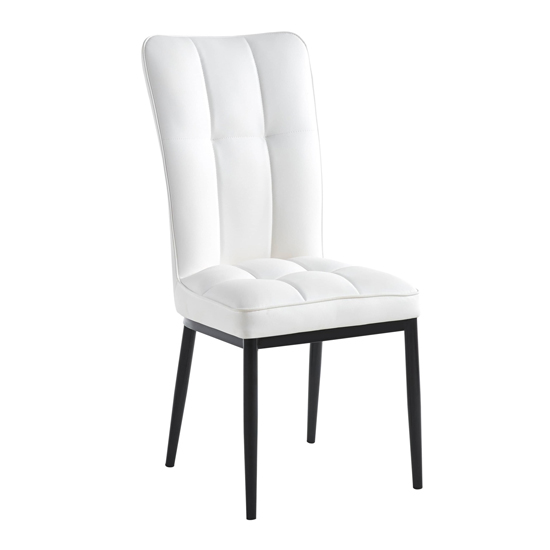 Tavira Faux Leather Dining Chair In White With Black Legs | Furniture ...